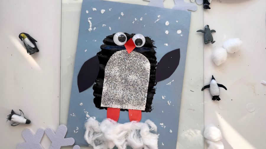 Pom Pom Painted Penguin Craft for Toddlers - Happy Toddler Playtime