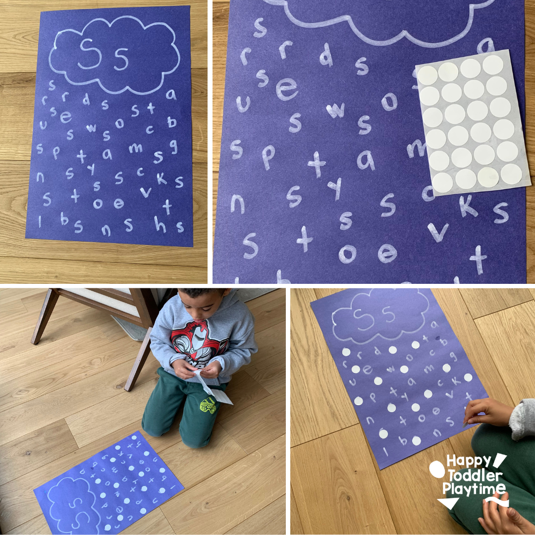 Dot Sticker Snow Letter Hunt - Happy Toddler Playtime