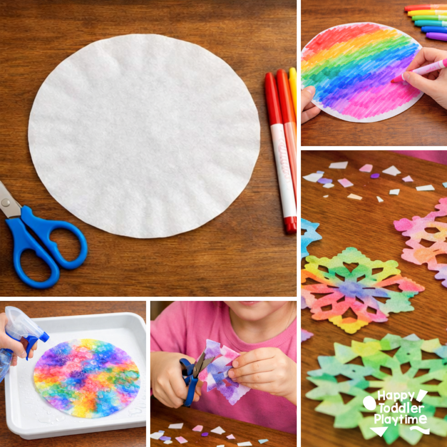 Coffee Filter Snowflake Craft - Happy Toddler Playtime