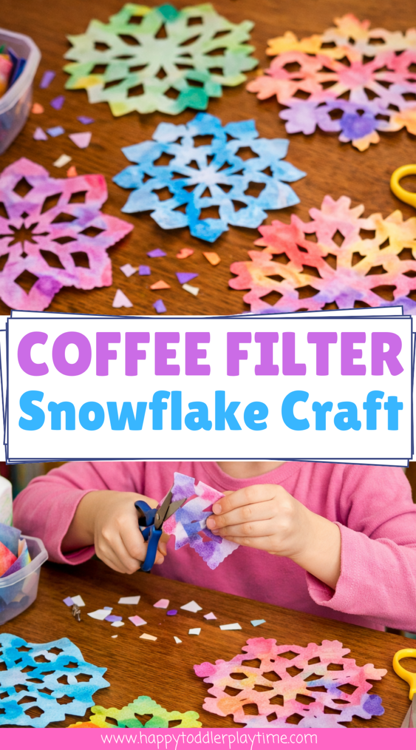 Coffee Filter Snowflake Craft - Happy Toddler Playtime