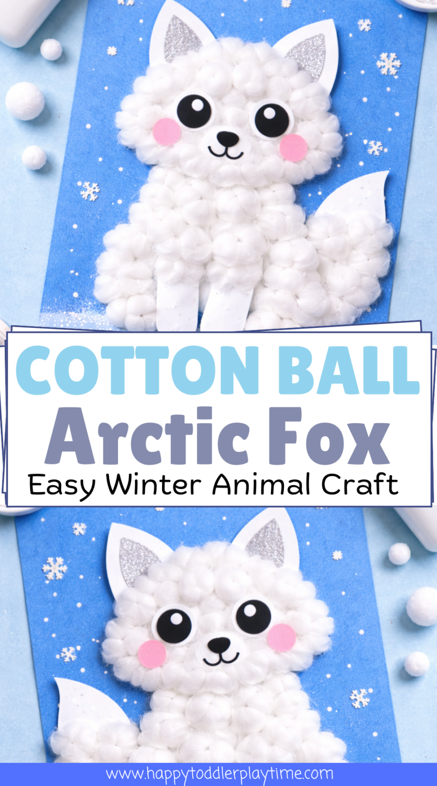 Cotton Ball Arctic Fox Craft - Happy Toddler Playtime