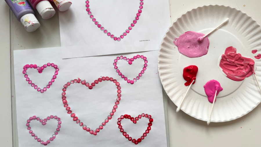 Valentine's Day Heart Q-Tip Painting Templates (Free Printable) - Happy ...