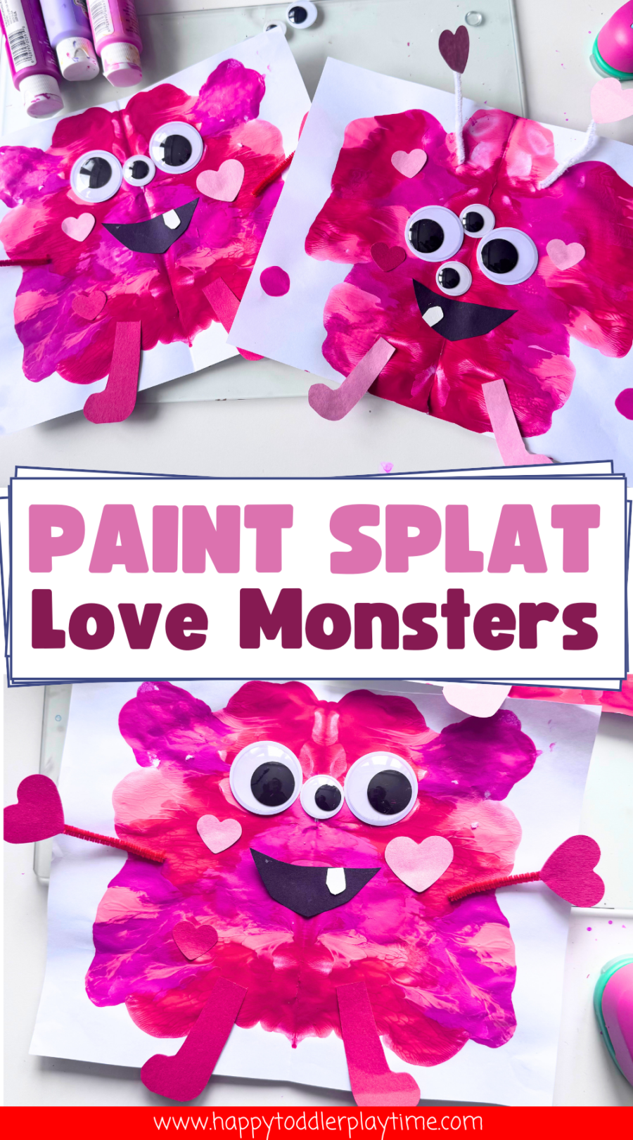 Paint Splat Love Monster Craft - Happy Toddler Playtime