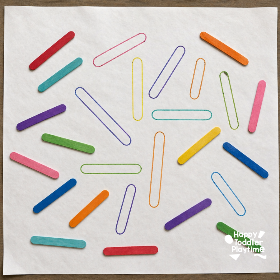 Popsicle Stick Match Activity for Toddlers - Happy Toddler Playtime