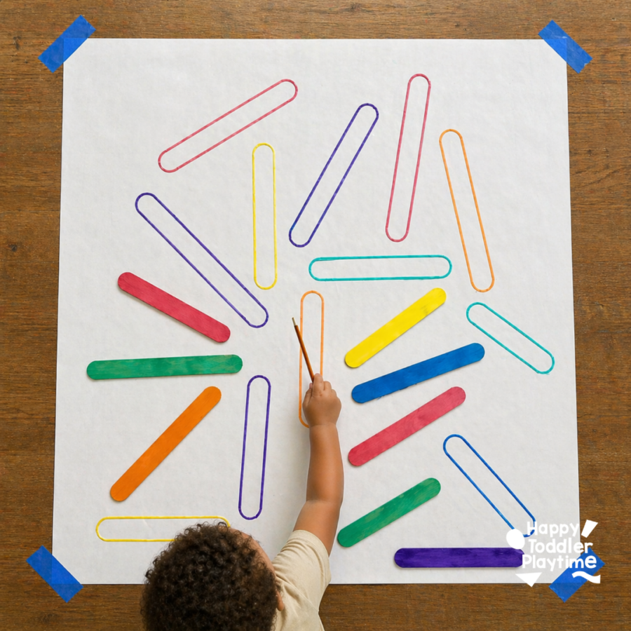 Popsicle Stick Match Activity for Toddlers - Happy Toddler Playtime