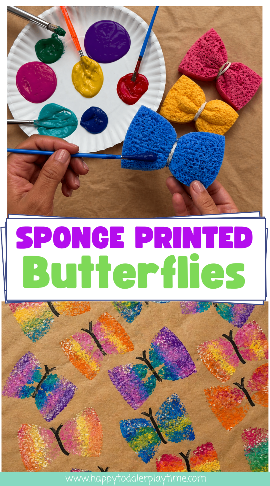 Sponge Printed Butterfly Craft for Kids - Happy Toddler Playtime