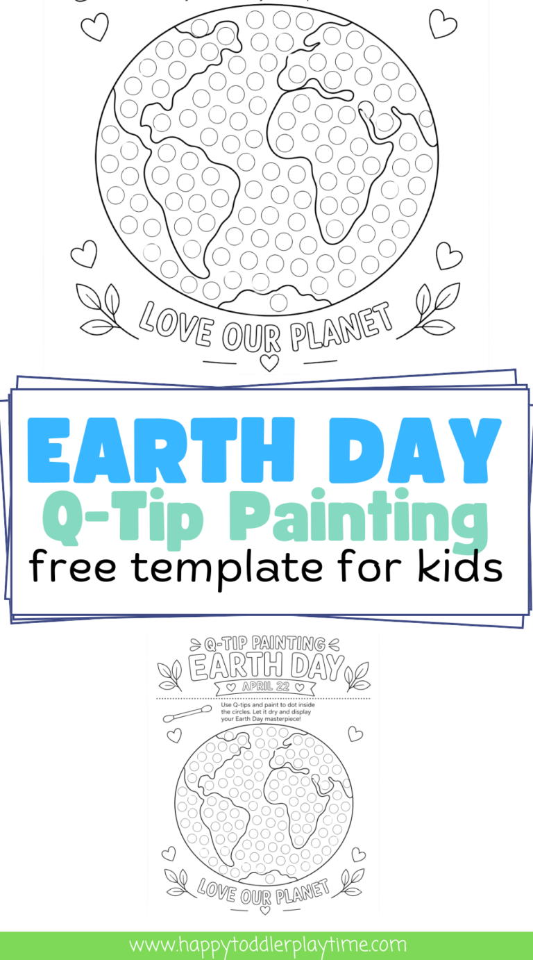 Earth Day Q-Tip Painting Activity for Kids (Free Printable Template ...