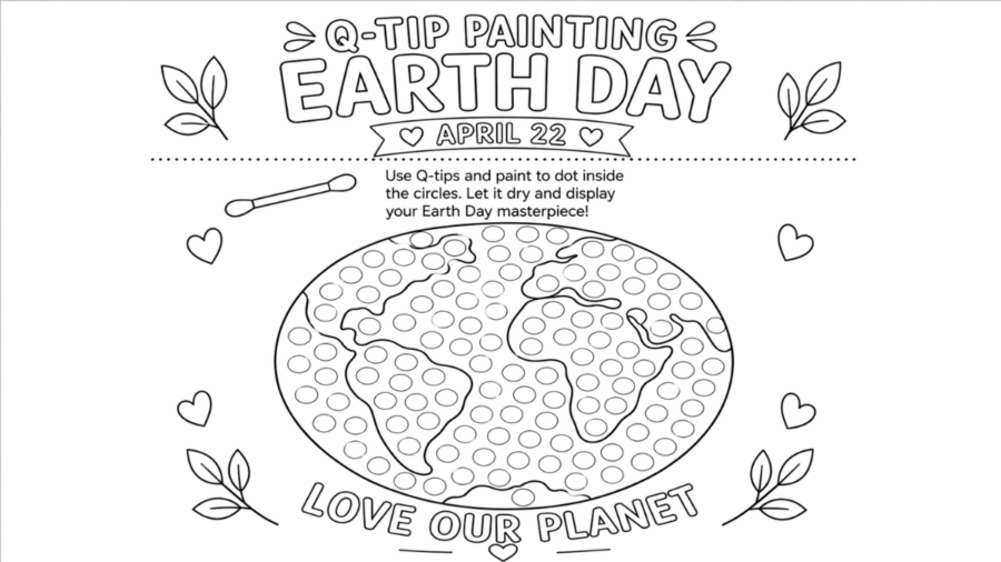 Earth Day Q-Tip Painting Activity for Kids (Free Printable Template ...