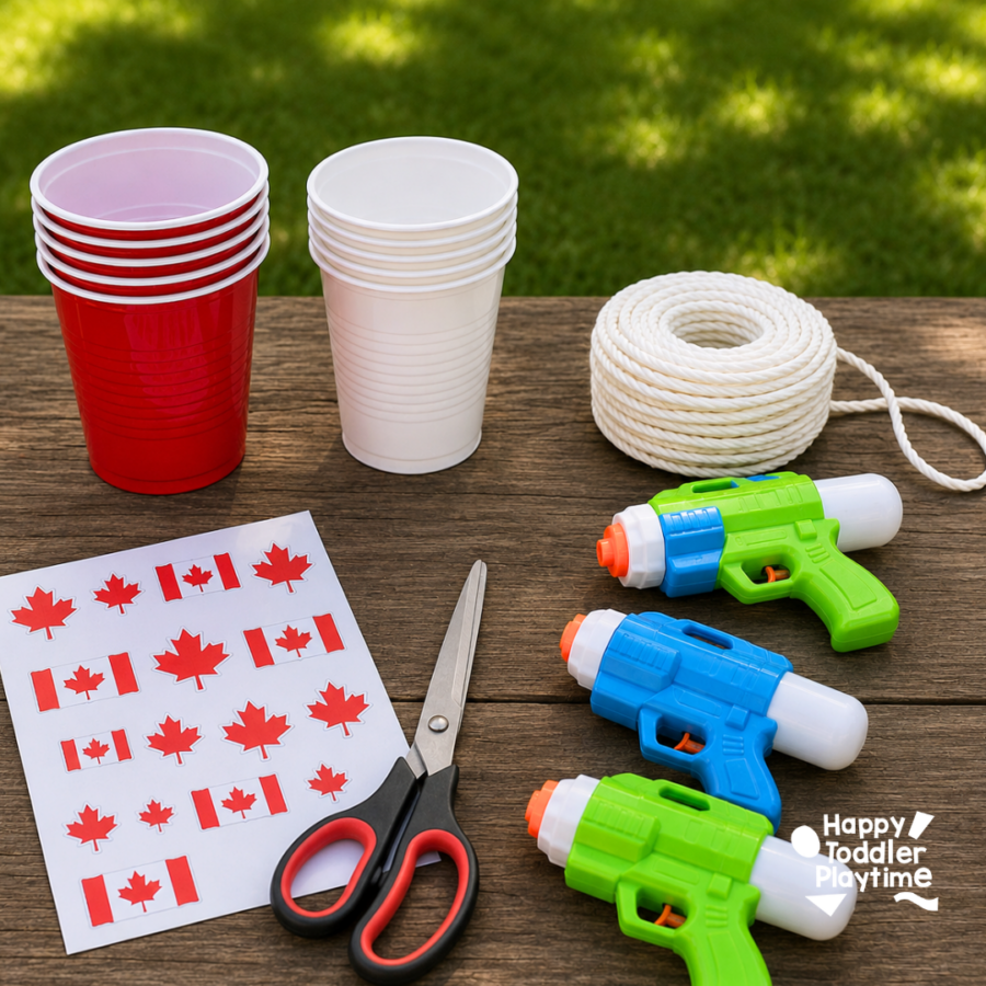 Great Canadian Water Gun Cup Race - Happy Toddler Playtime