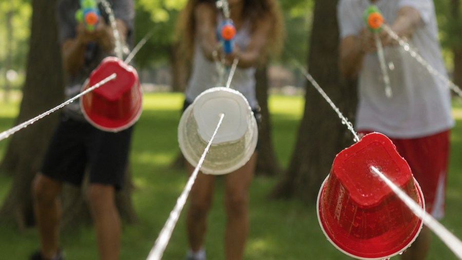 Great Canadian Water Gun Cup Race - Happy Toddler Playtime